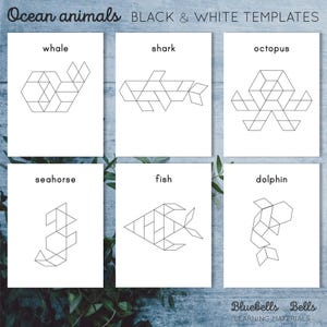 Ocean Animals Pattern Blocks Templates. Preschool and Kindergarten ...