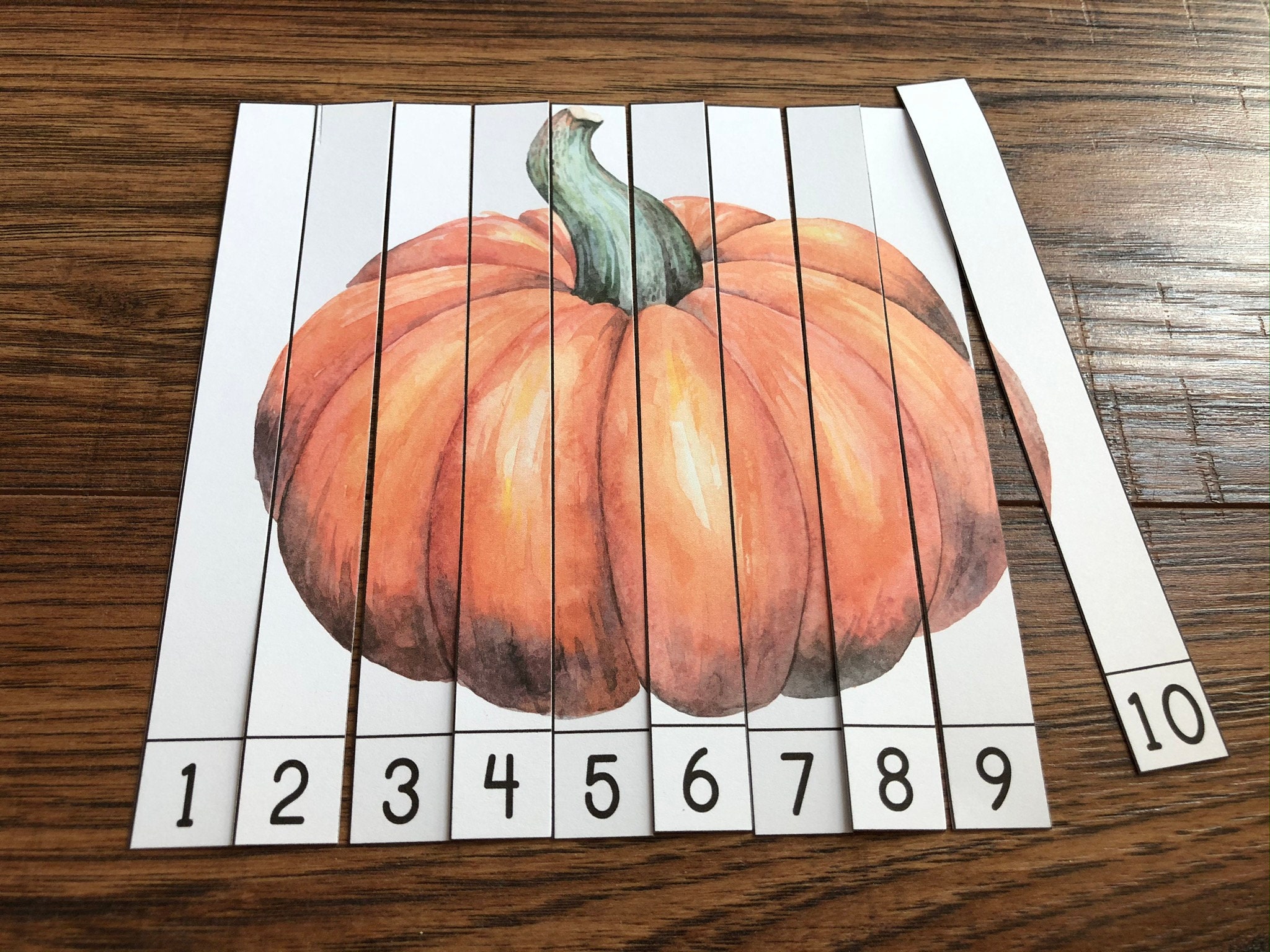 Preschool Fall Printable Number Sequence 1-10 Puzzles. Montessori ...