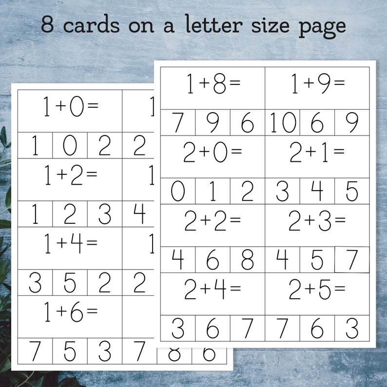 Addition Printable Clip Cards 0-10. Simple Addition Activity. - Etsy