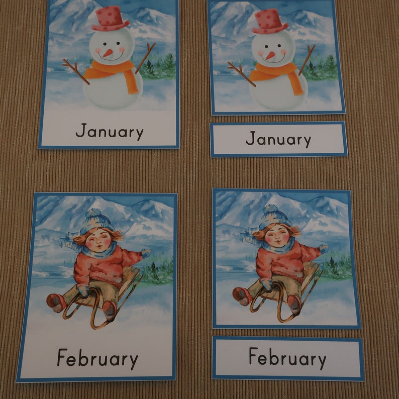 Months of the Year Montessori Printable Three Part Cards. | Etsy