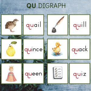 Digraph Cards Matching Activity. Montessori Phonics Green Series ...