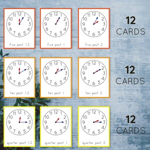 Telling Time Cards Second Level Words. Montessori Printable Clock ...