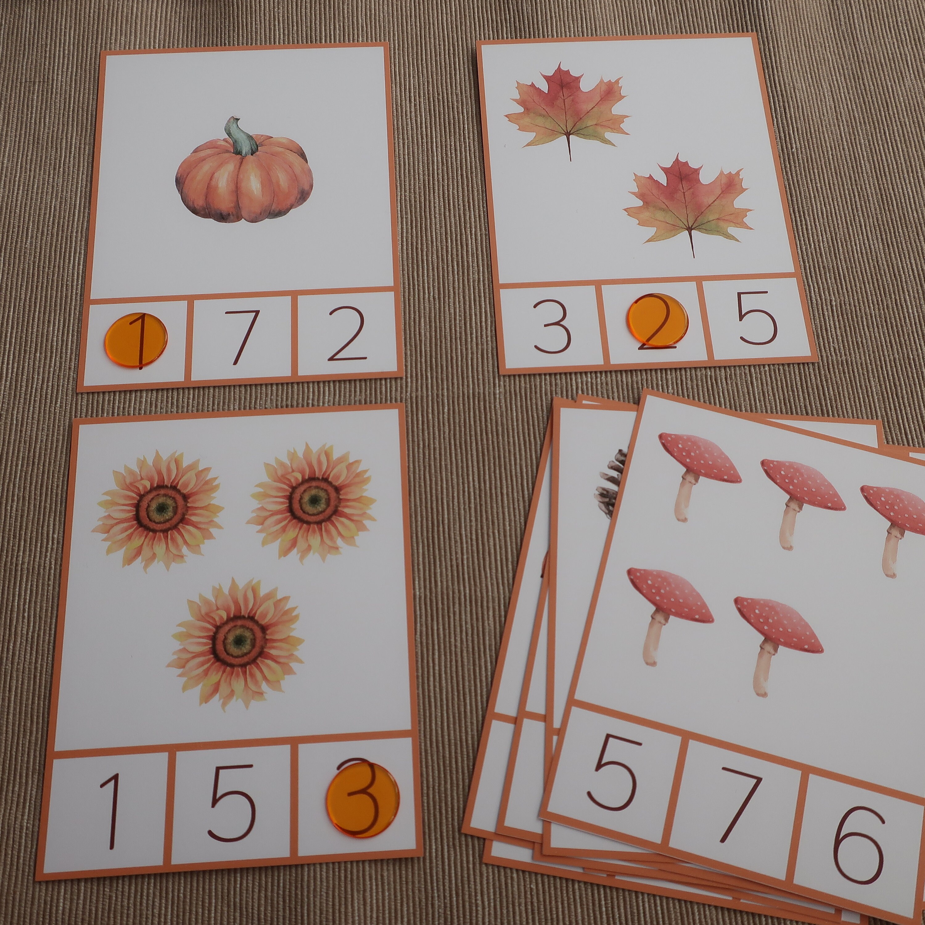 Autumn Preschool Printable Count and Clip Cards 1-10. - Etsy UK