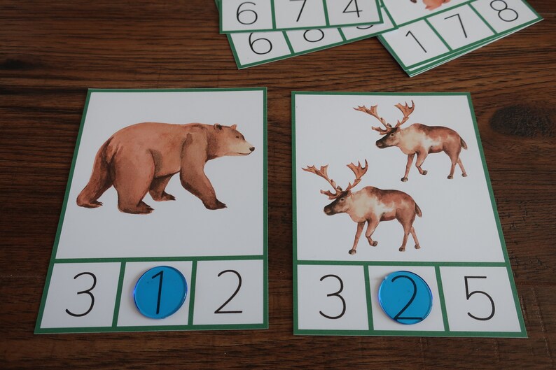 Woodland Animals Count and Clip Cards 1-10. Montessori - Etsy