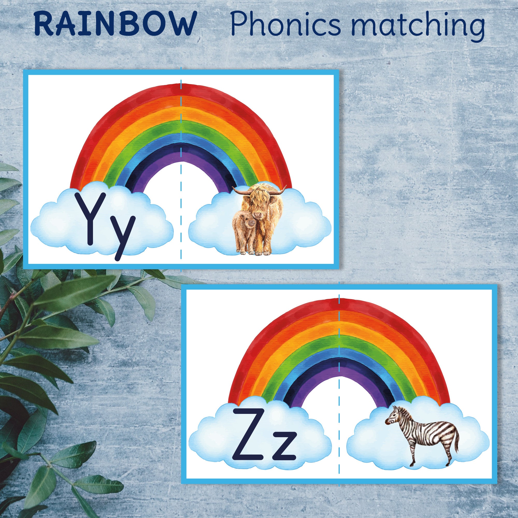 Phonics Matching Spring Printable Rainbow Puzzle Cards. - Etsy
