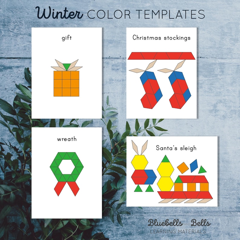 Winter Pattern Blocks Templates. Preschool and Kindergarten Printable ...