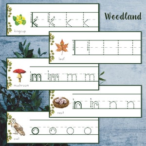Alphabet Tracing Strips Woodland Lowercase. Handwriting Activity for ...