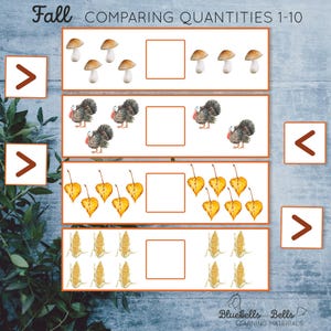 Preschool Fall Printable Comparing Numbers. More Than, Less Than, Equal ...