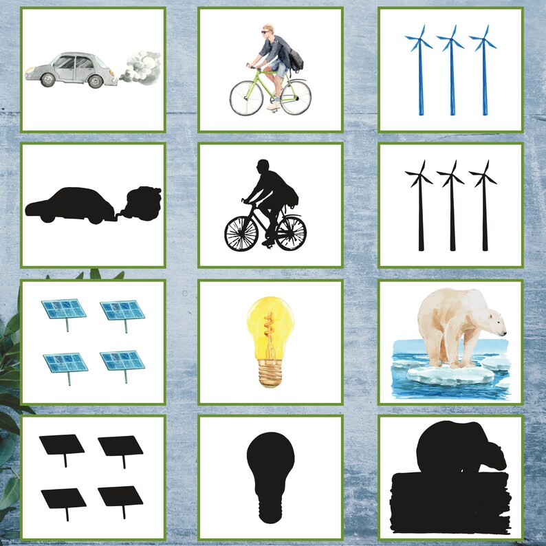 Earth Day Shadow Matching Cards. Montessori Preschool - Etsy