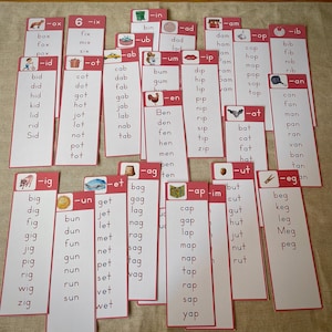 CVC Word Families Reading Lists. Montessori Pink Series Printable. - Etsy