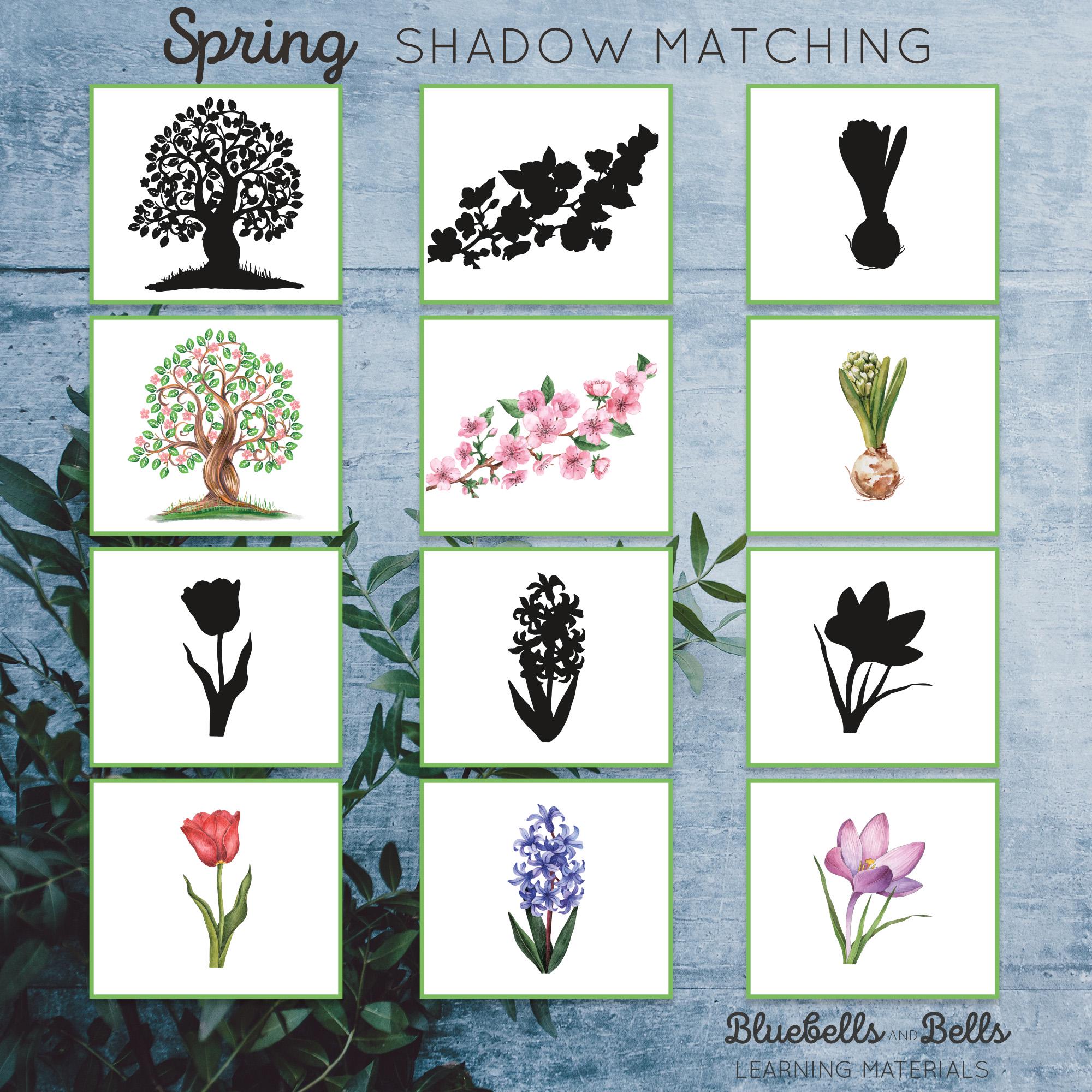 Spring Shadow Matching Cards. Montessori Printable. - Etsy