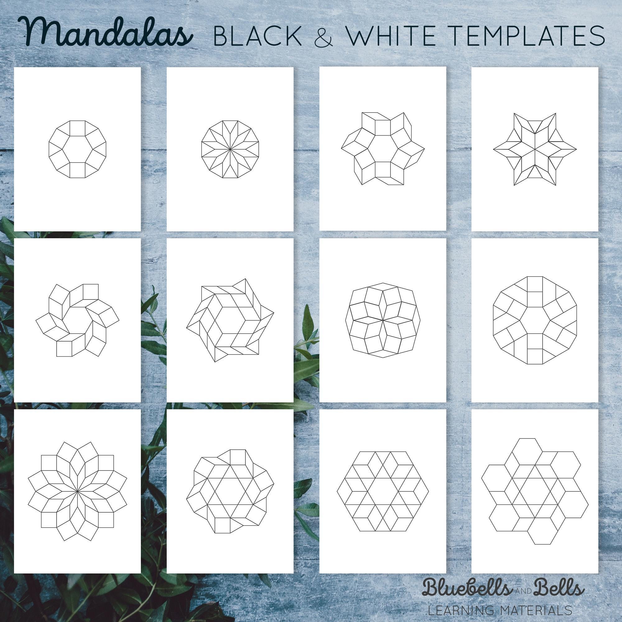 Pattern Block Templates Mandalas. - Etsy
