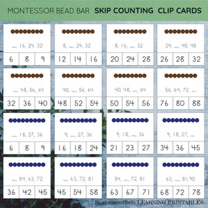 Montessori Bead Bar Skip Counting Clip Cards. Multiplication ...