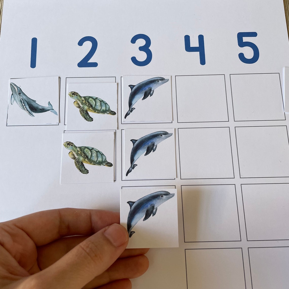 Ocean Toddler Puzzle Number Chart 1-5. Montessori Math Printable. - Etsy