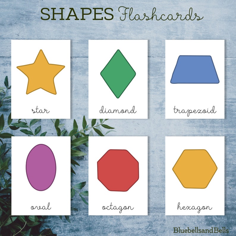 Shapes Flash Cards Printable. Toddler and Preschool | Etsy