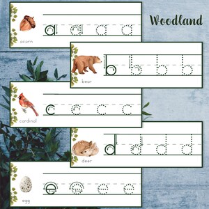 Alphabet Tracing Strips Woodland Lowercase. Handwriting Activity for ...