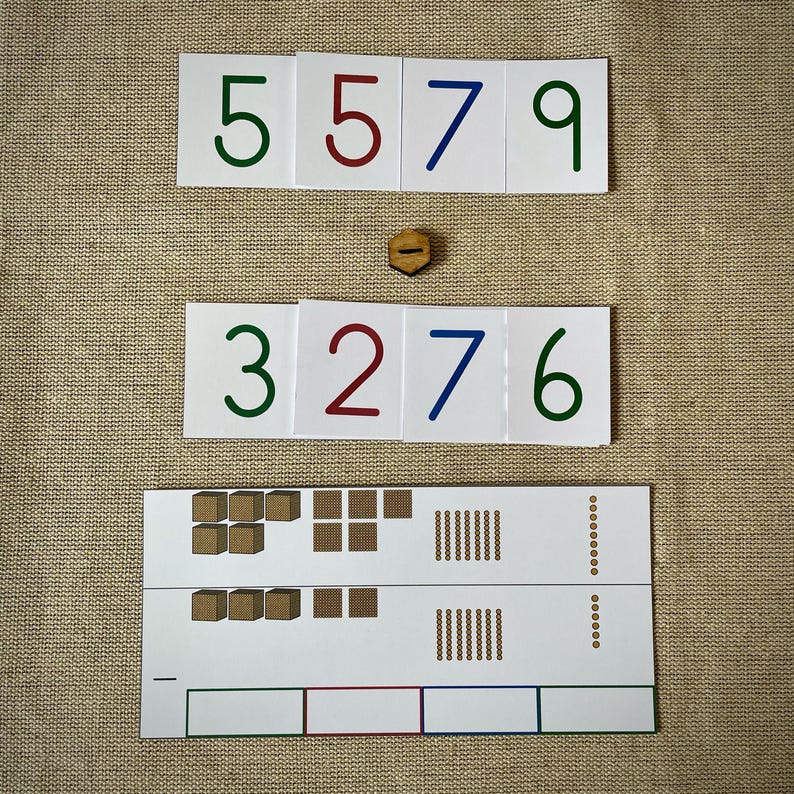 Montessori Golden Beads Static Subtraction to 9999. Extension Math ...