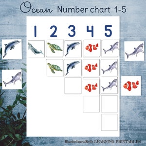 Ocean Toddler Puzzle Number Chart 1-5. Montessori Math Printable. - Etsy