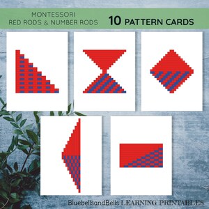 Montessori Printable Red Rods and Number Rods Patterns. Sensorial ...
