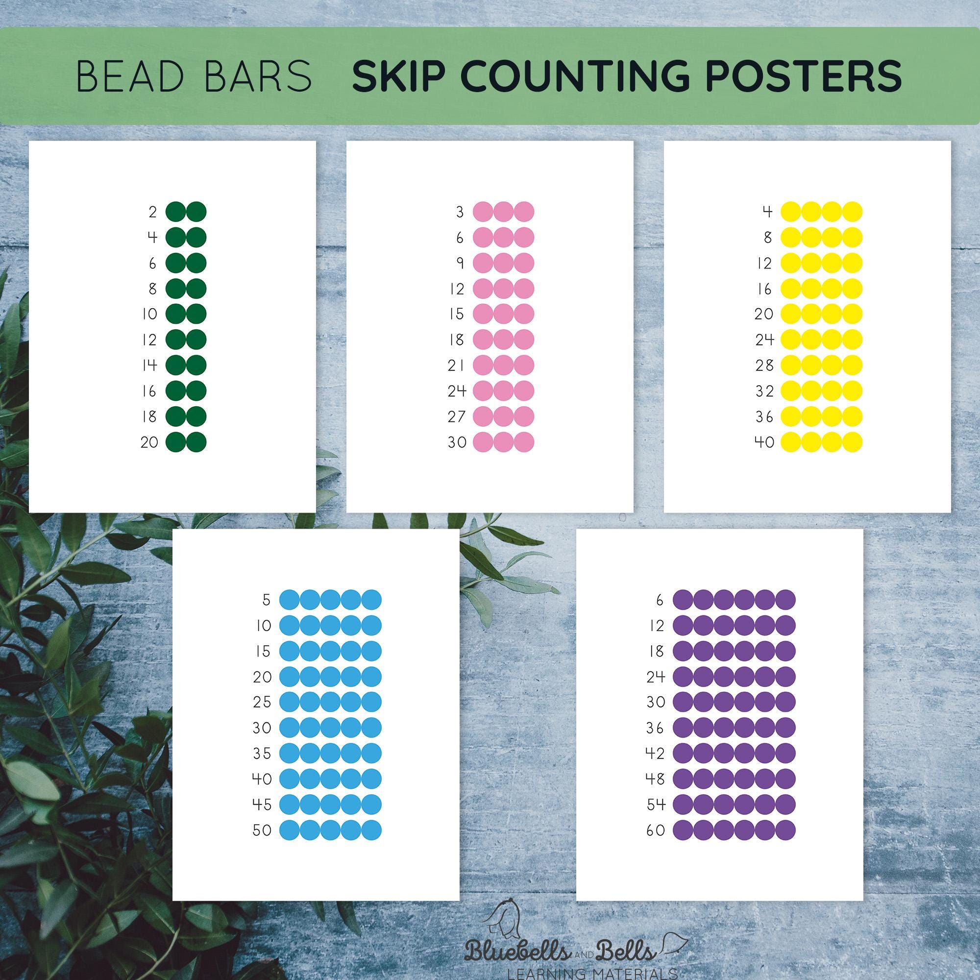 Montessori Bead Bars Skip Counting Worksheets and Posters - Etsy