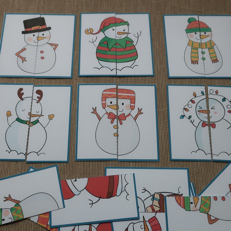 Snowman Printable Puzzles for Toddlers and Preschoolers. - Etsy