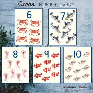 Number 1-10 Flashcards Ocean. Toddler Watercolor Printable Cards ...