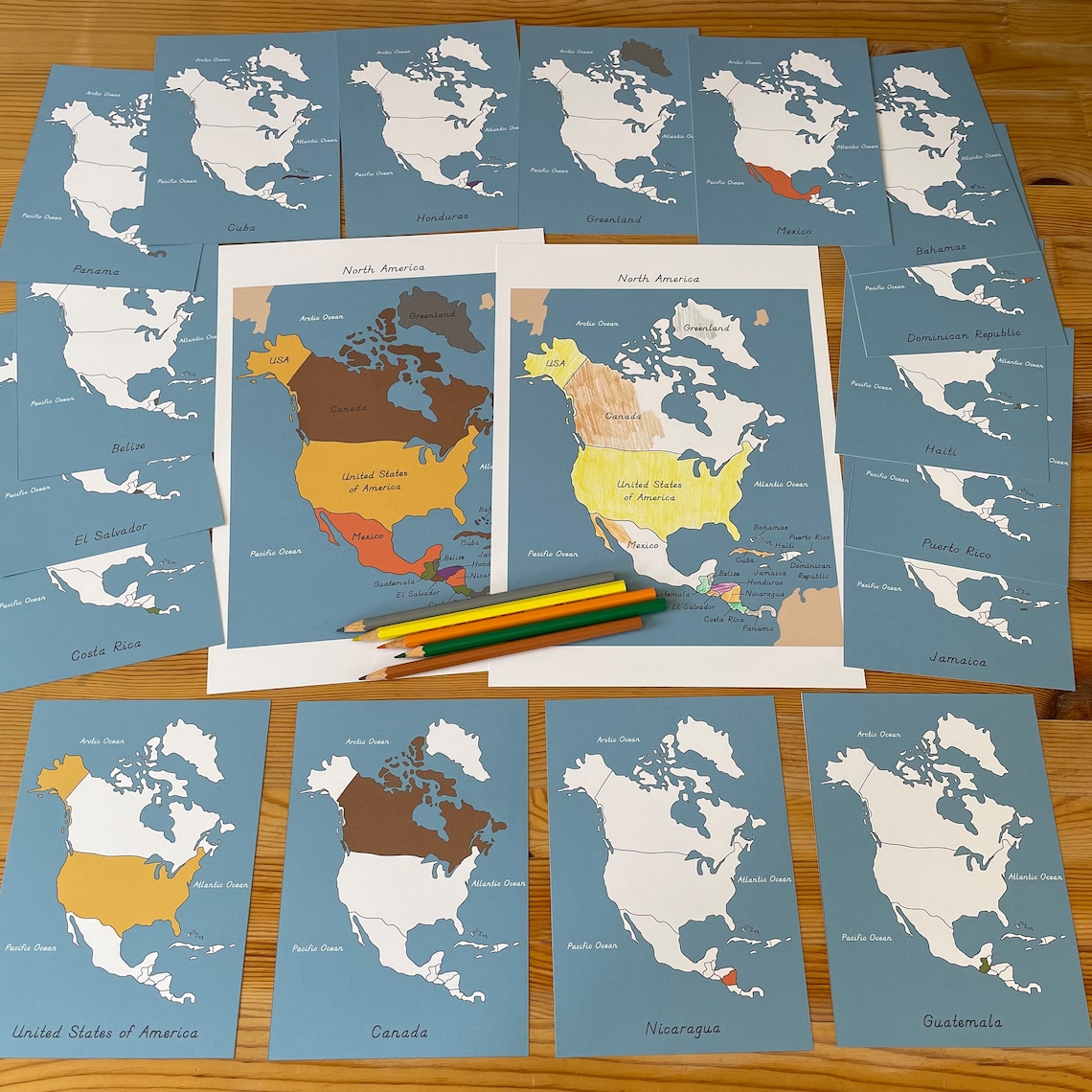 North America Montessori Maps and Country Cards. Geography Continent ...