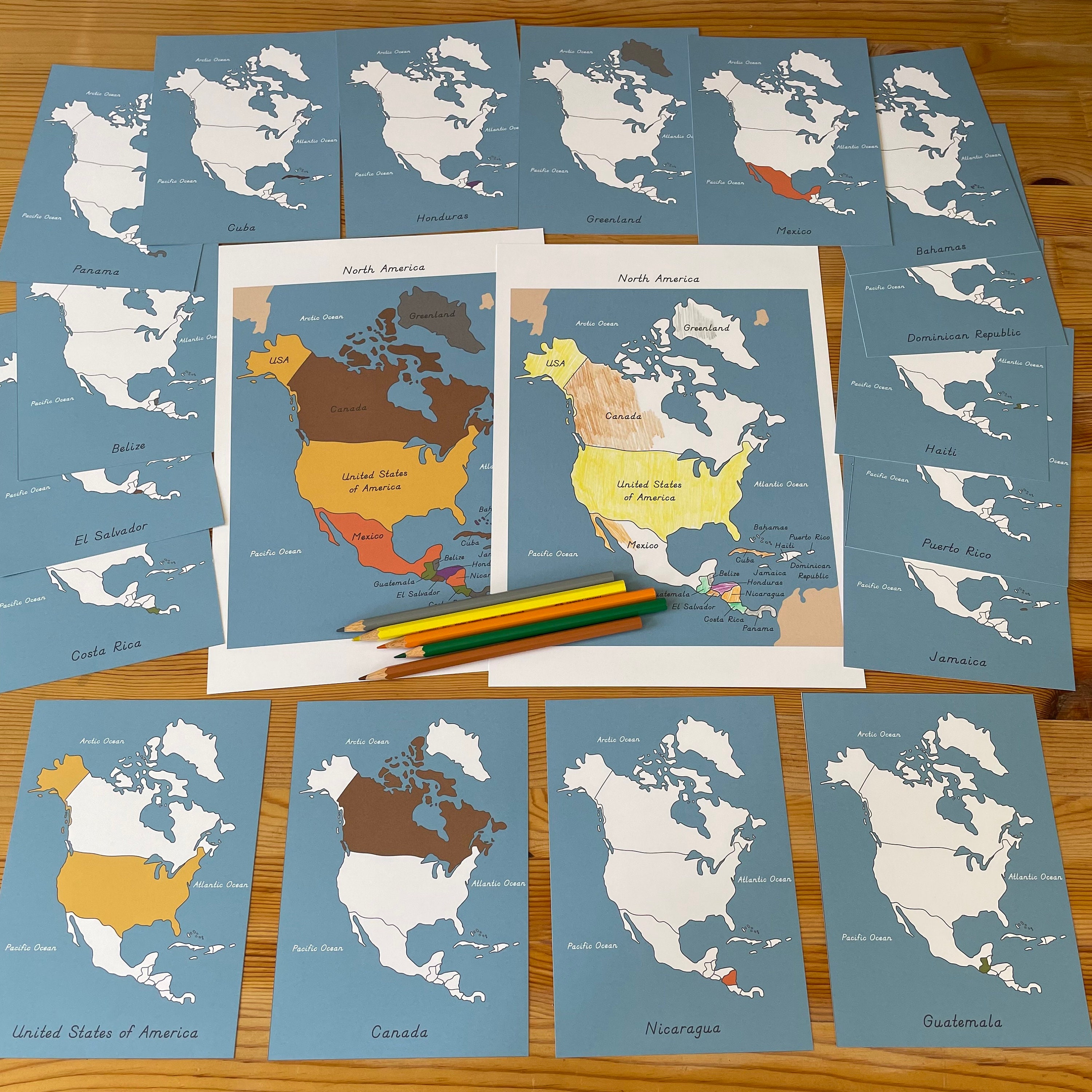 North America Montessori Maps and Country Cards. Geography Continent ...