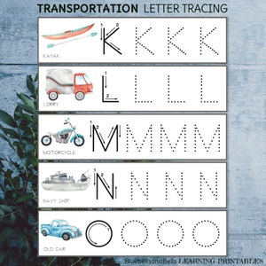 Transportation Alphabet Tracing Cards. Uppercase Letters Handwriting ...