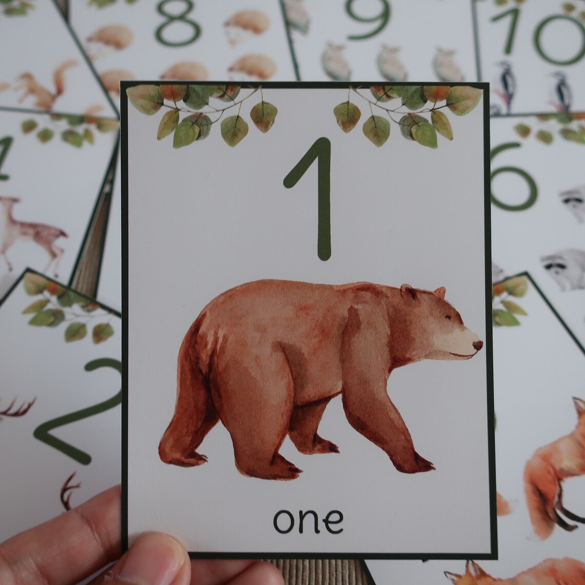 Woodland Animals Number Flashcards 1-10. Nature Counting Cards | Etsy