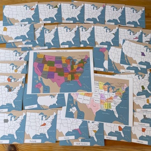 United States Montessori Maps and Cards. - Etsy
