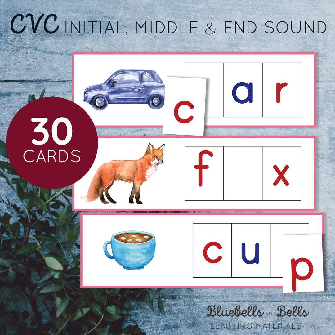 Montessori Printable Moveable Alphabet. CVC Word Phonics Matching Cards ...