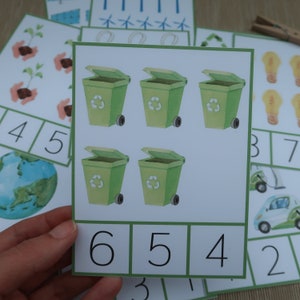 Earth Day Printable Count and Clip Cards 1-10. Spring Math Activity for ...