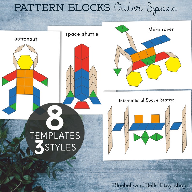 Outer Space Pattern Blocks Templates. Solar System Preschool - Etsy