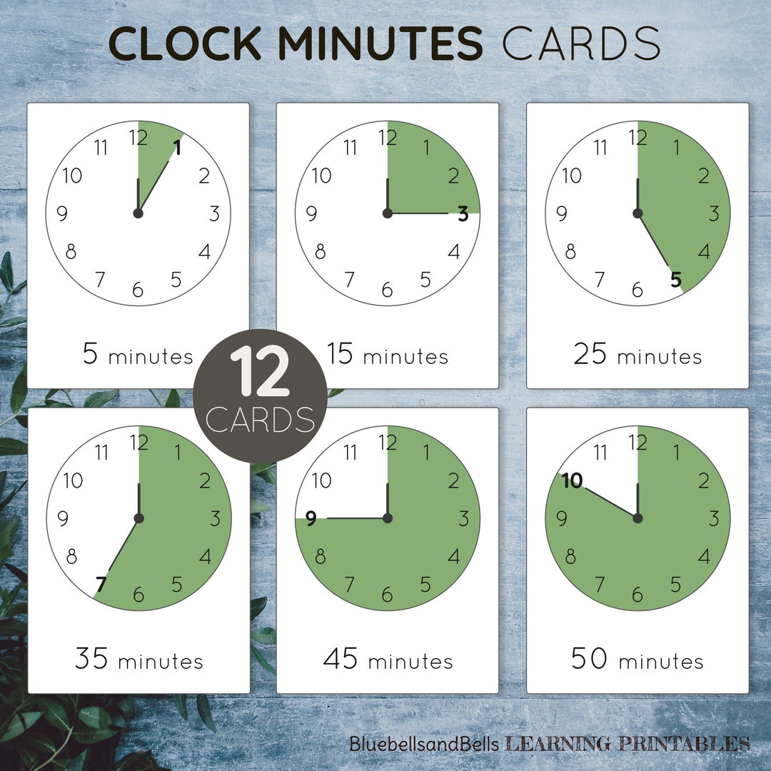 Telling Time Minutes Cards. - Etsy