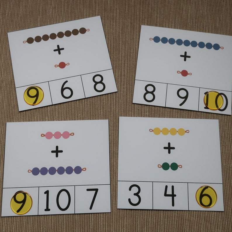 Montessori Addition Colored Beads Clip Cards. Montessori | Etsy