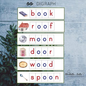 Montessori Moveable Alphabet Printable Vowel Digraph Cards for Letter ...