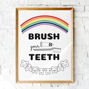 Brush Your Teeth Poster. Dental Health Printable. Kids Hygiene Poster ...