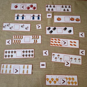 Preschool Fall Printable Comparing Numbers. More Than, Less Than, Equal ...