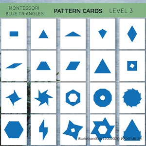 Montessori Blue Constructive Triangles Pattern Cards. Geometry ...