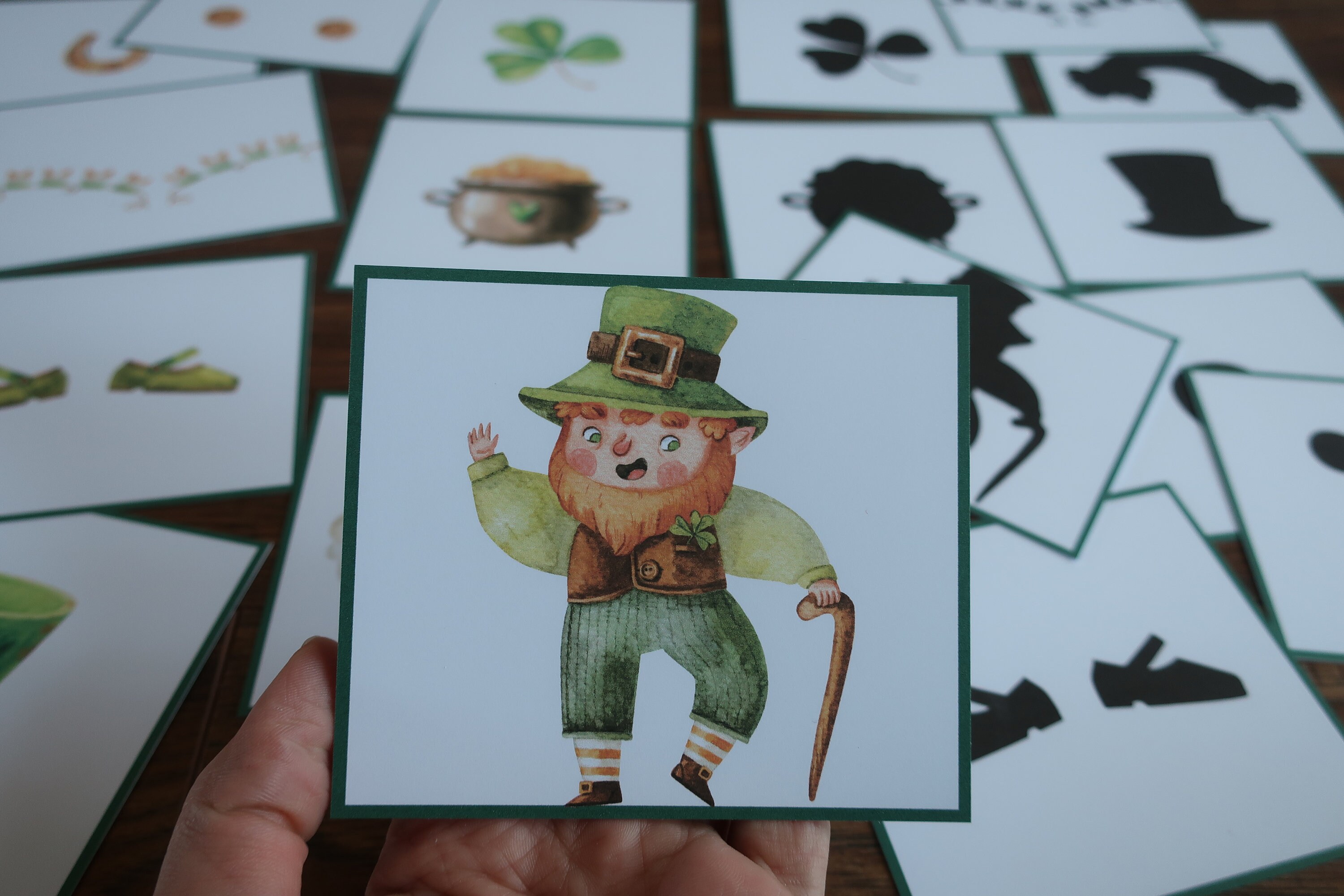 St. Patrick's Day Preschool Printable Shadow Matching Cards. Montessori ...