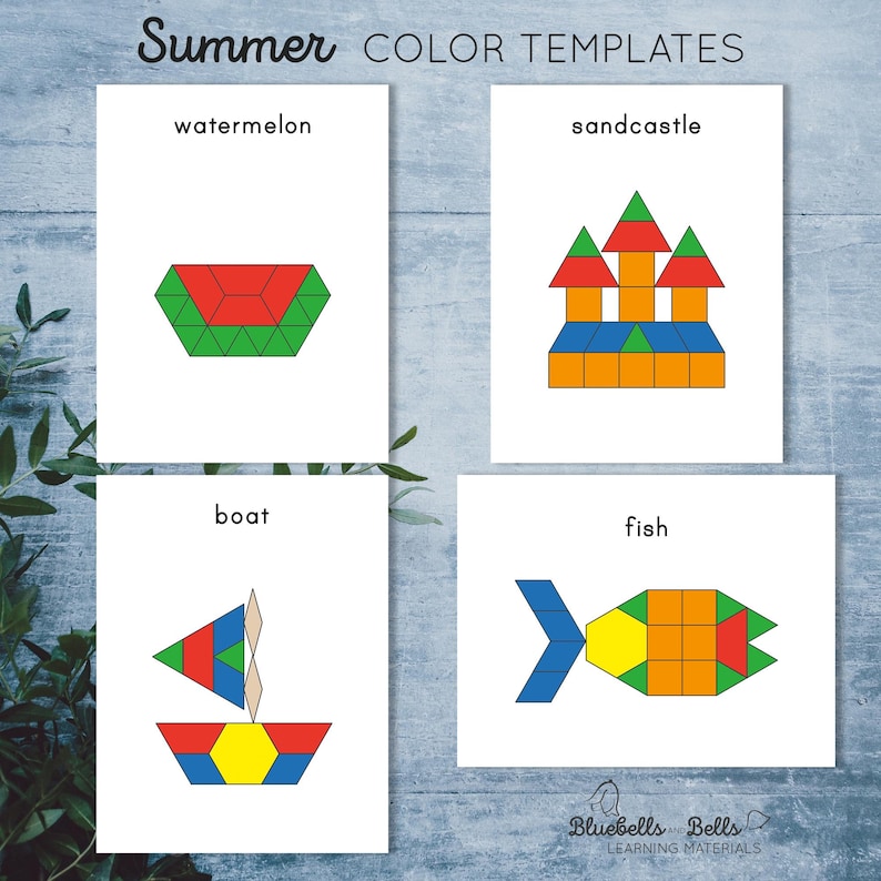Summer Pattern Blocks Templates. Summer Printable Preschool and ...