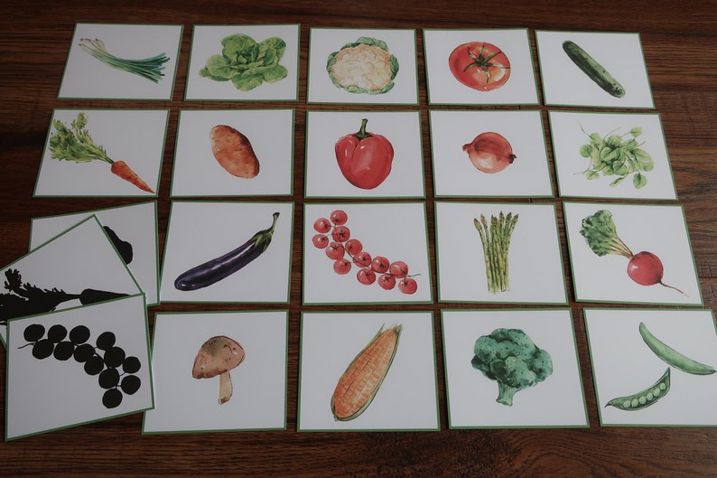 Vegetables Printable Shadow Matching Cards. Montessori Toddler Activity ...