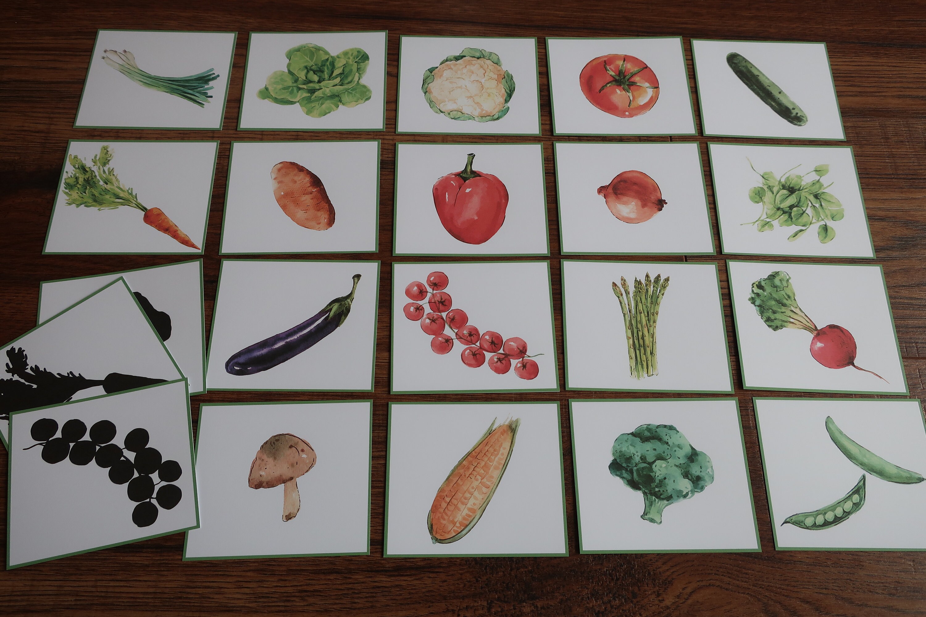 Vegetables Printable Shadow Matching Cards. Montessori Toddler Activity ...
