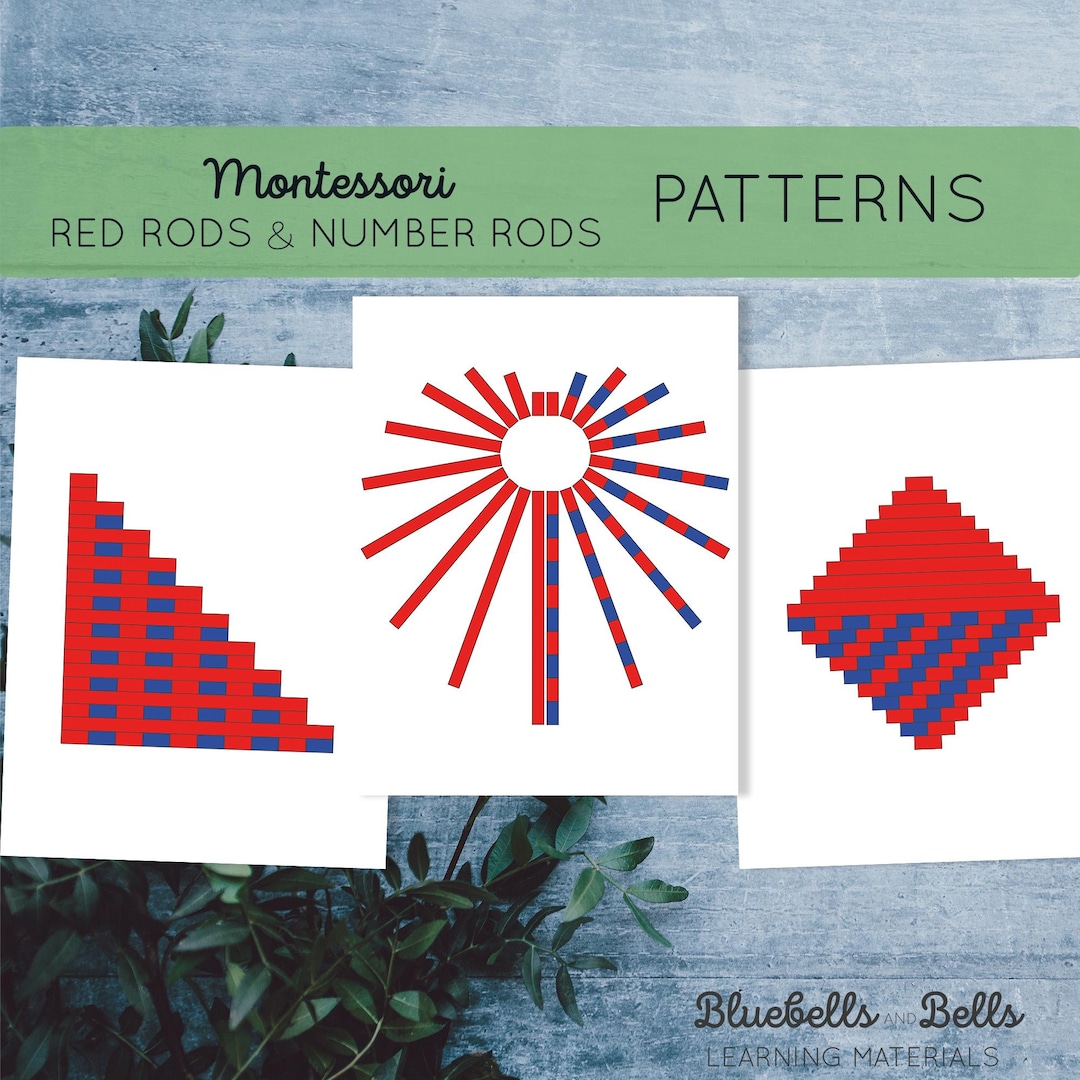 Montessori Printable Red Rods and Number Rods Patterns. Sensorial ...