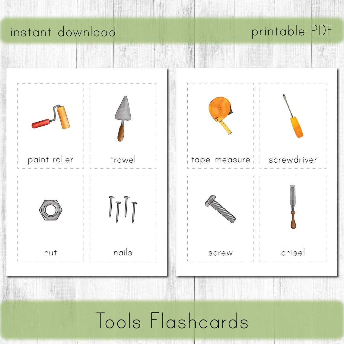 Tools printable flashcards. Toddler Montessori printable. | Etsy