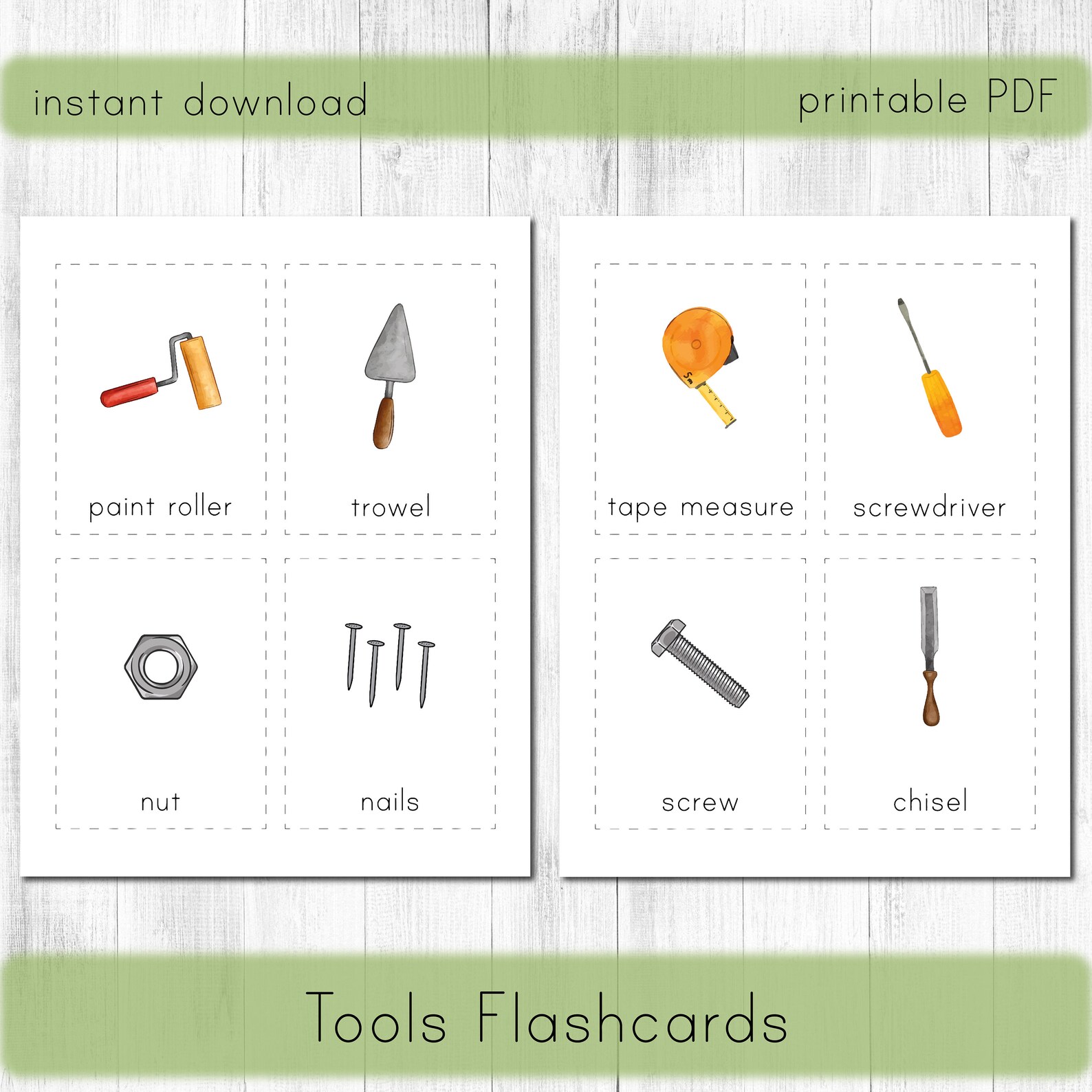 Tools printable flashcards. Toddler Montessori printable. | Etsy