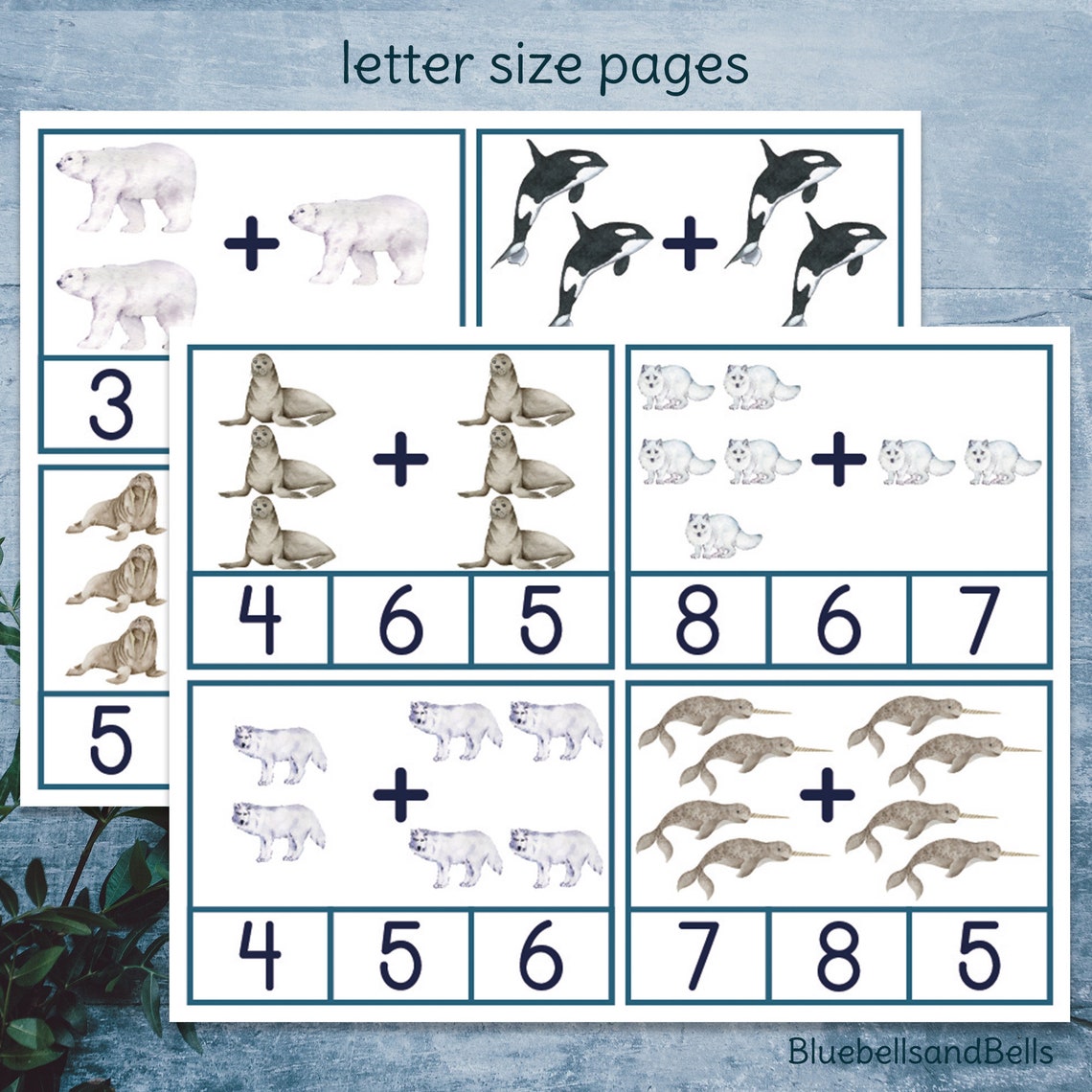 Winter Montessori Printable Count and Clip Cards Addition - Etsy