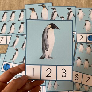 Penguin Count and Clip Cards 1-12. Preschool Winter Math Activity. - Etsy