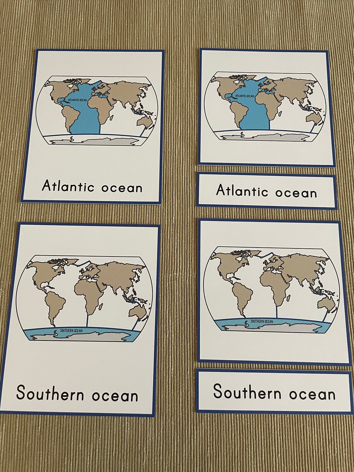 Oceans of the World 3 Part Cards. Montessori Geography - Etsy